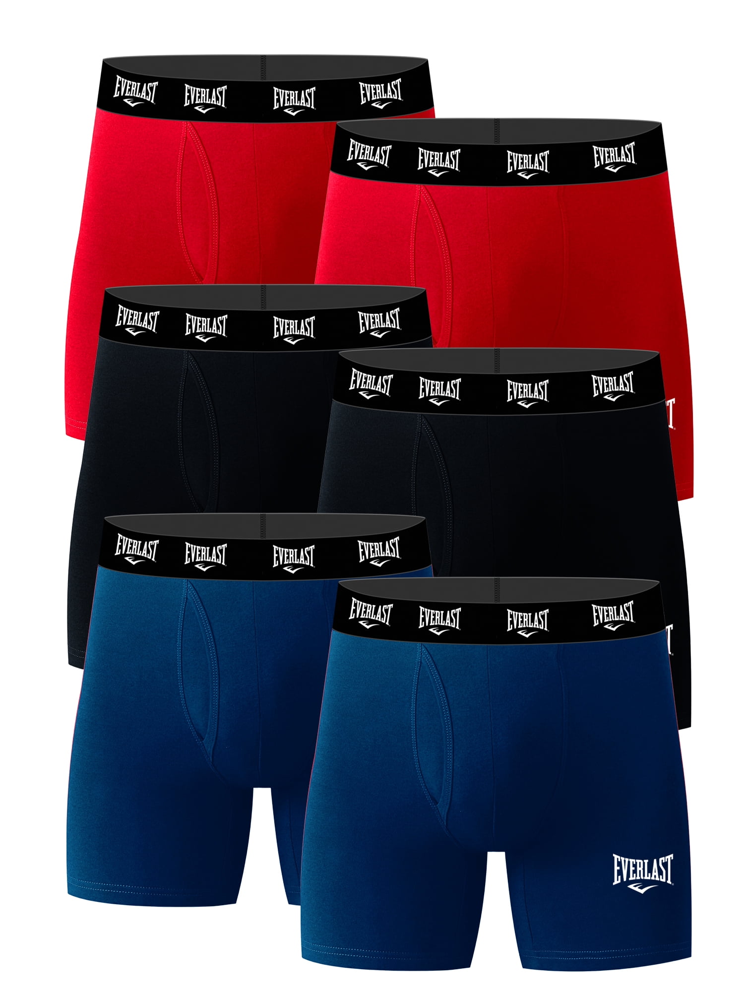 Everlast Mens Cotton Boxer Brief With Fly, 6 Pack - Walmart.com