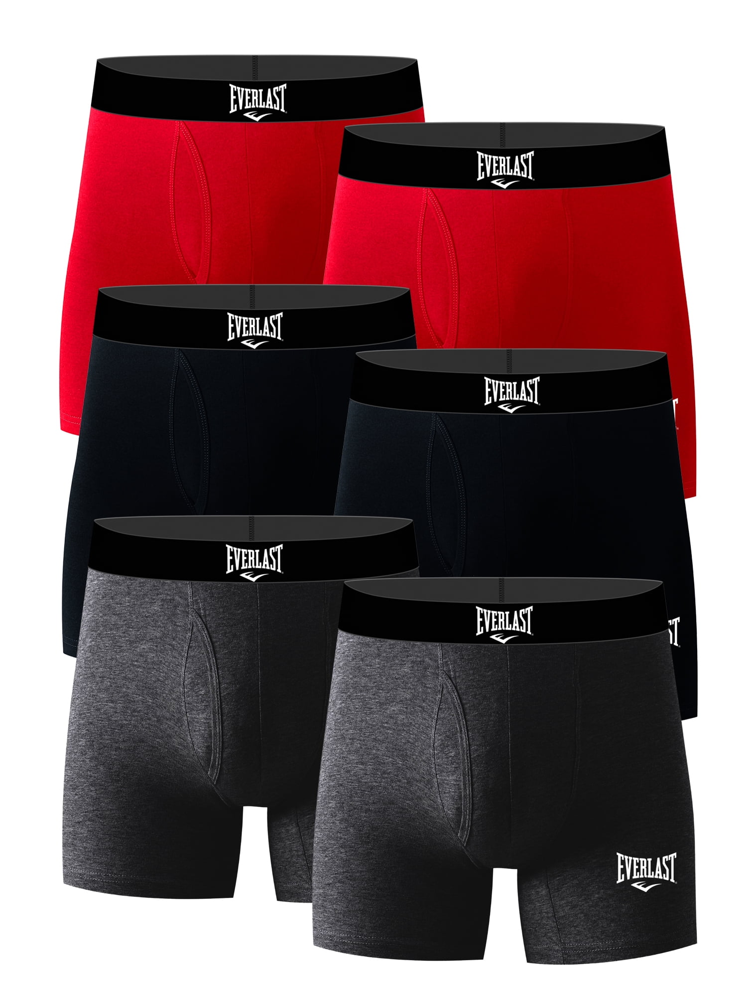 Everlast Men's Performance Stretch Boxer Briefs with Fly, 6-Pack ...
