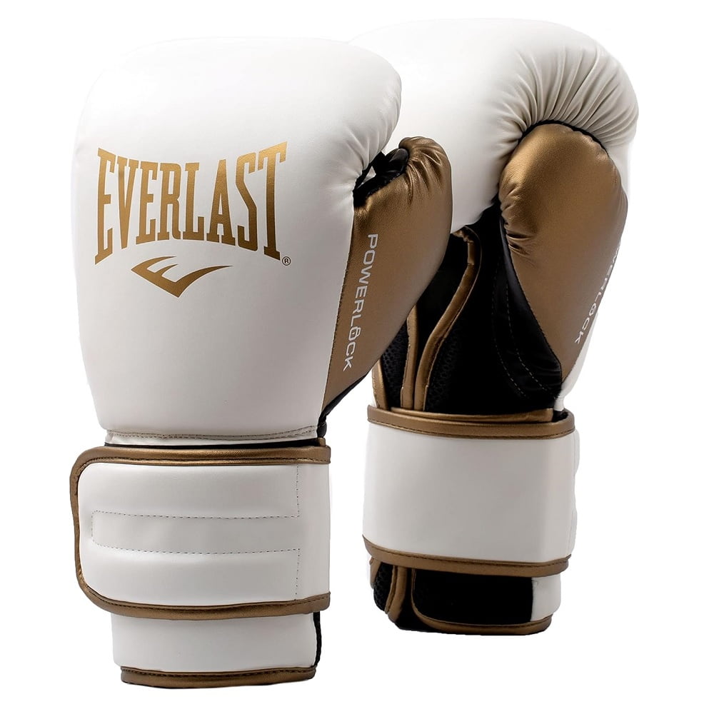Everlast PowerLock2 Boxing Training Gloves White/Gold 10 oz. - Walmart.com