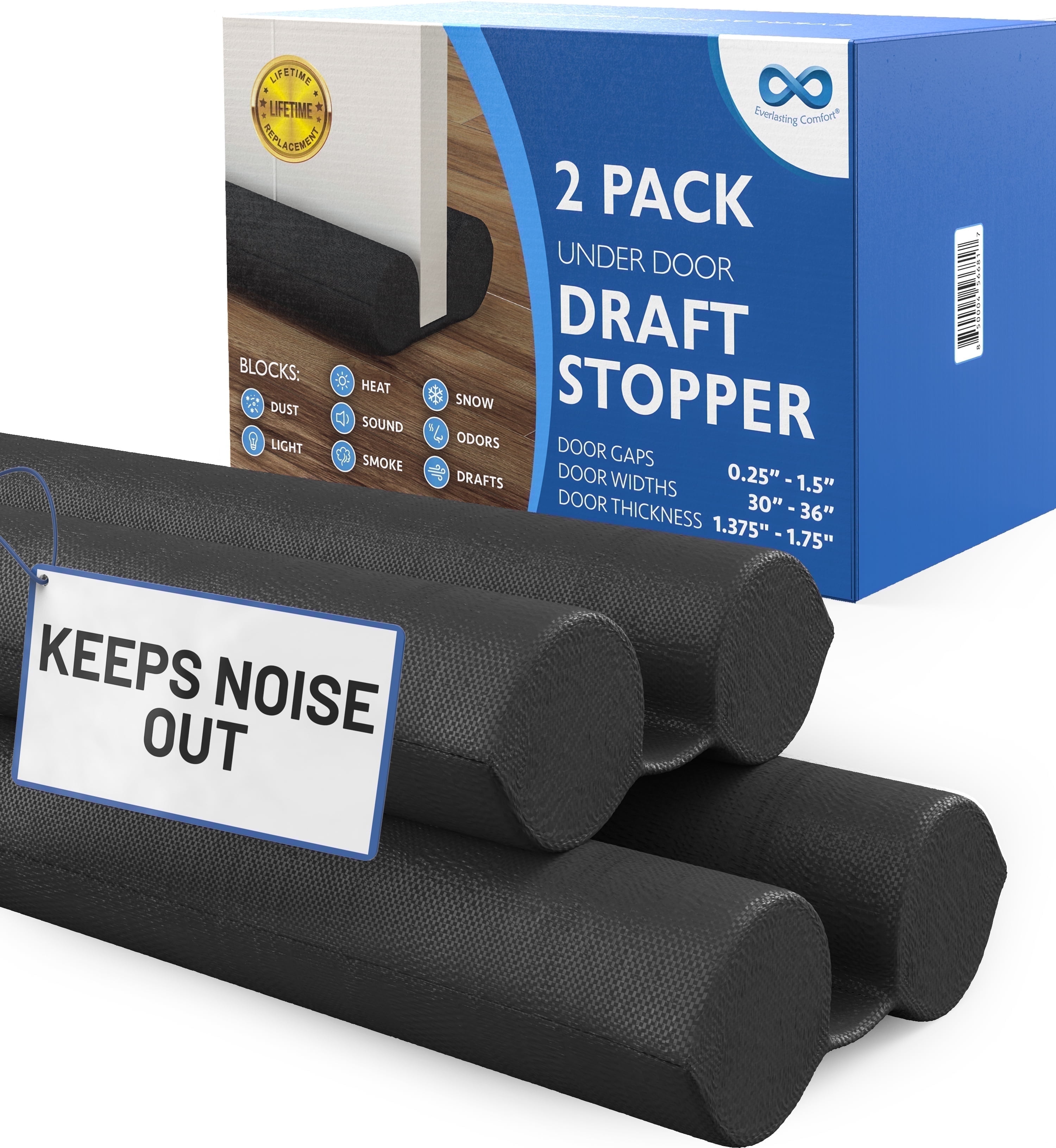 Everlasting Comfort 2-Pack Under Door Draft Stopper-2” Thick Gap Guard ...