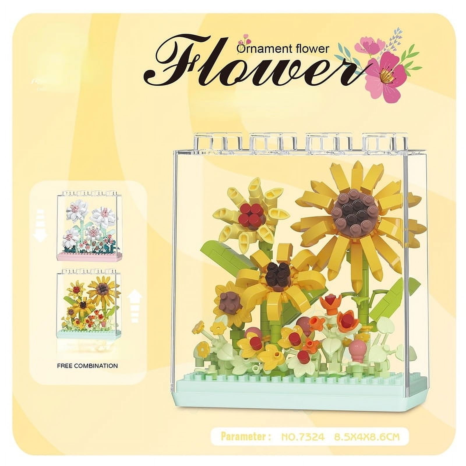Everlasting Flower Building Block DustCover Drawing Board Bouquet ...