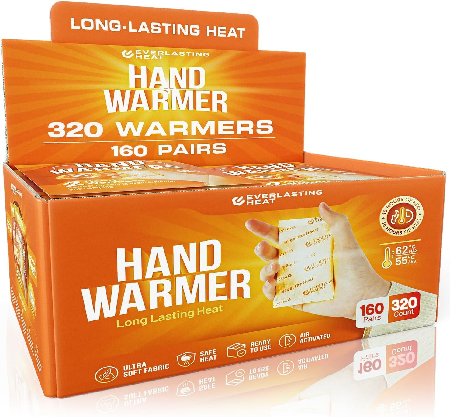 Everlasting Heat Hand Warmers 160 Pairs (320 Warmers) - Up to 10 Hours ...