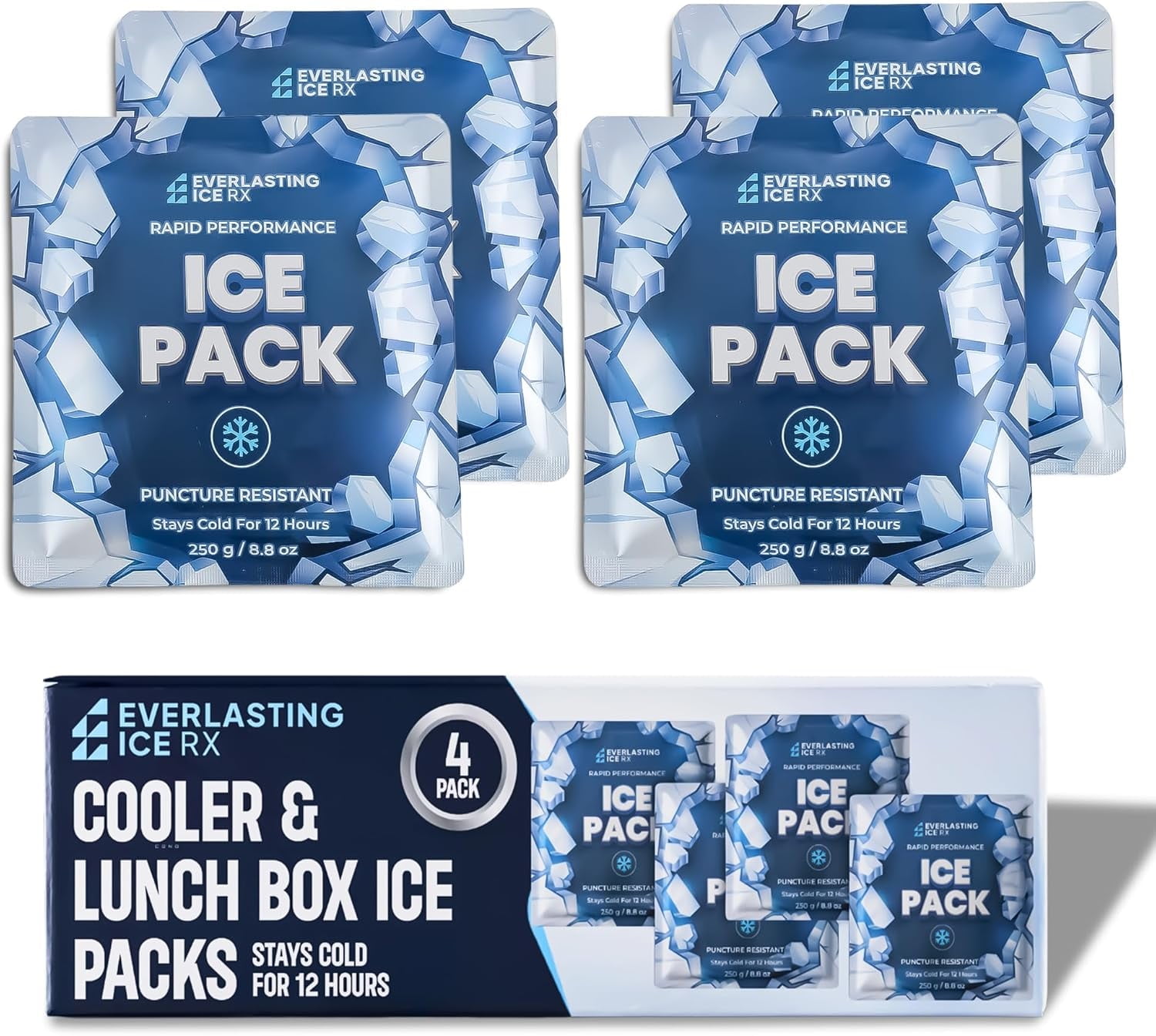 Everlasting Ice RX Rapid Performance Reusable Ice Packs for Lunch Boxes ...