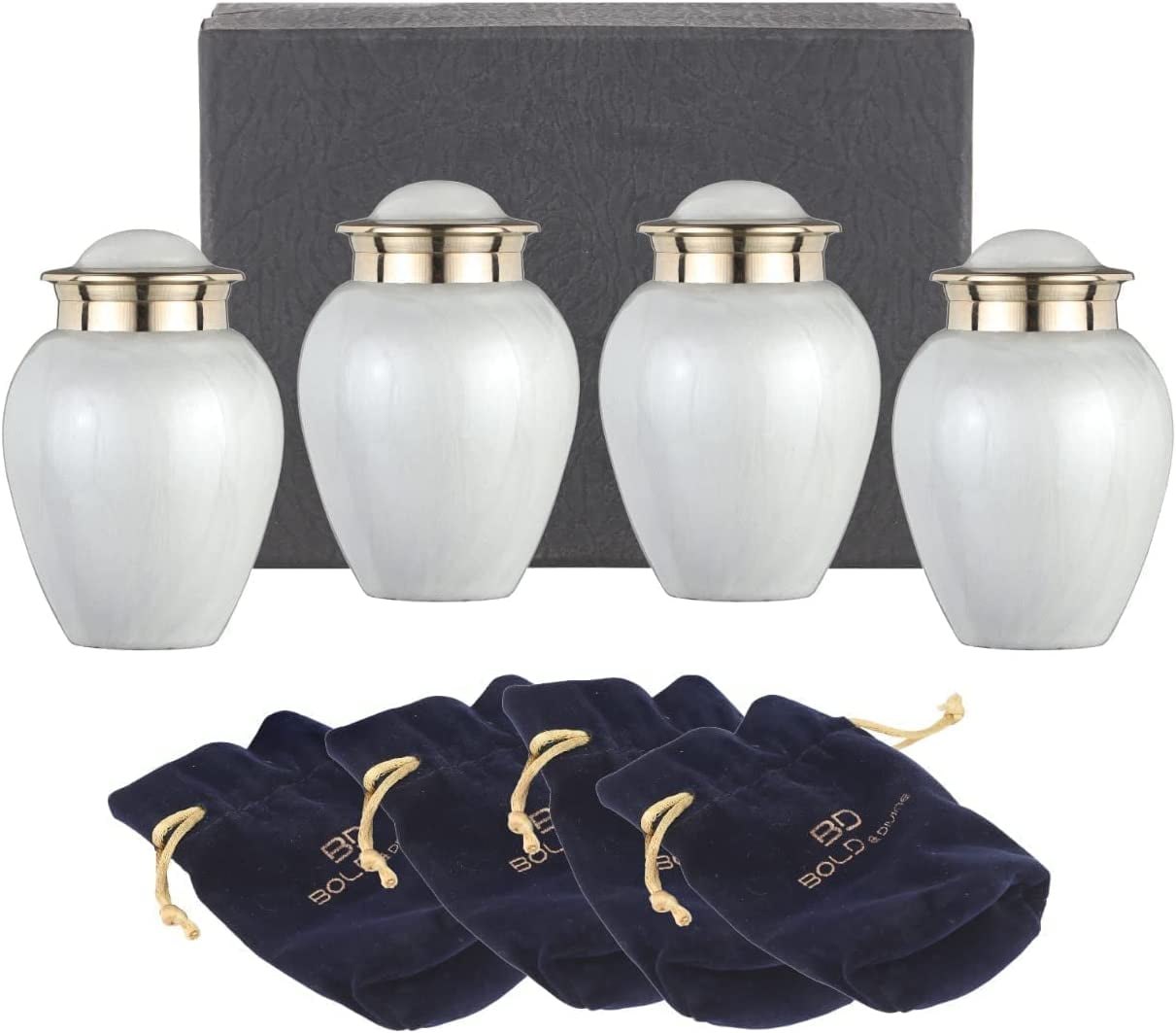 Everlasting Pearl White Mini Urn for Human Ashes | Set of 4 Keepsake ...