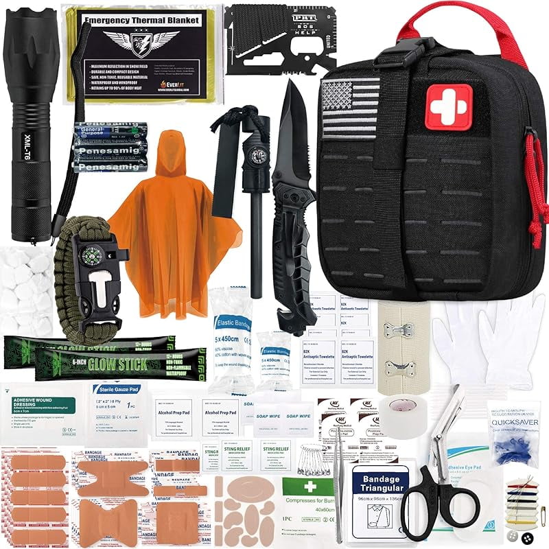 Everlit Survival Upgraded Survival First Aid Kit Emergency Gear Trauma ...