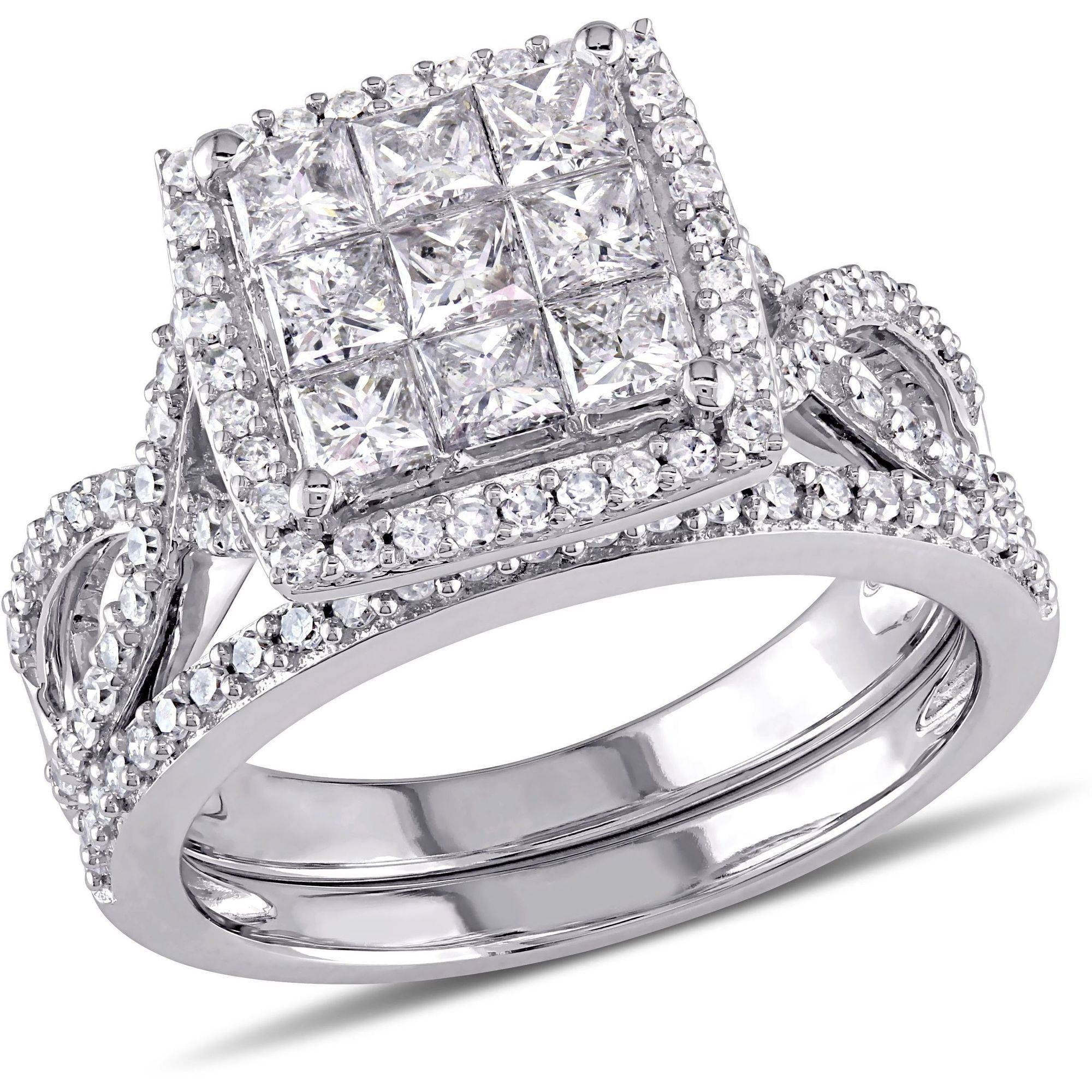 Everly Women's Diamond 10k White Gold Bridal Set - Walmart.com