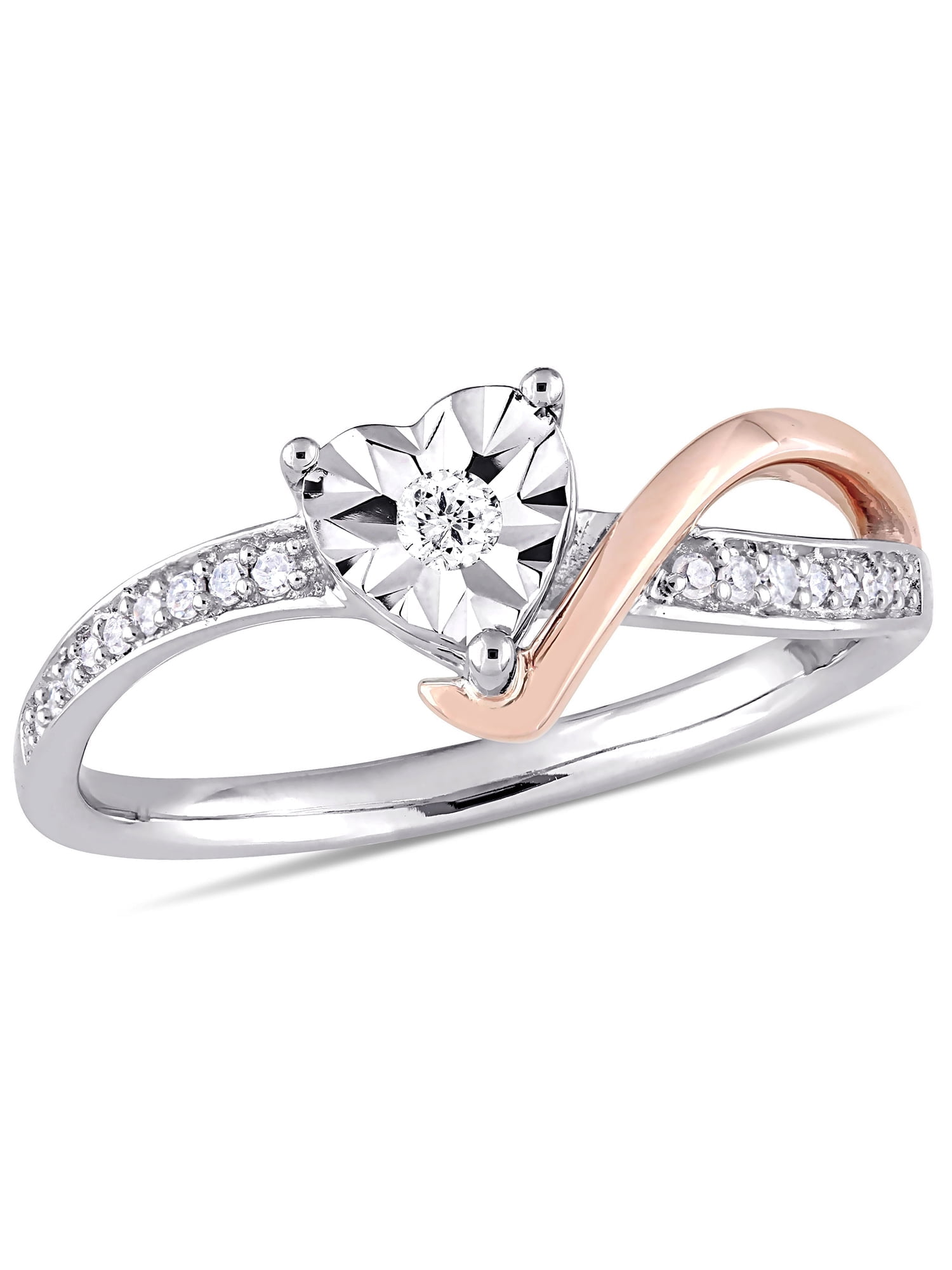 Everly Women's Diamond 10k Rose Gold Ring - Walmart.com