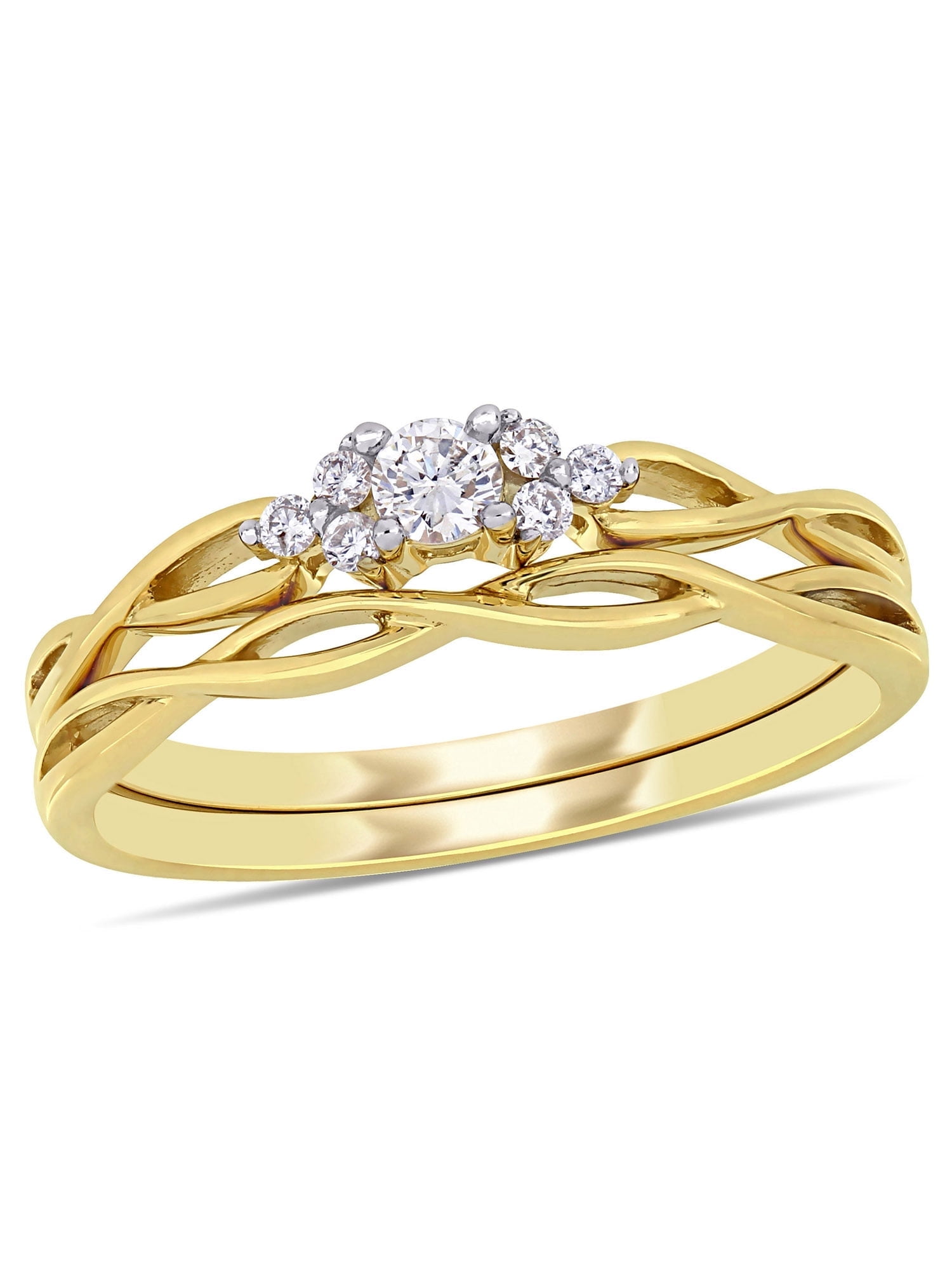 Everly Women's Diamond 10k Yellow Gold Bridal Set - Walmart.com