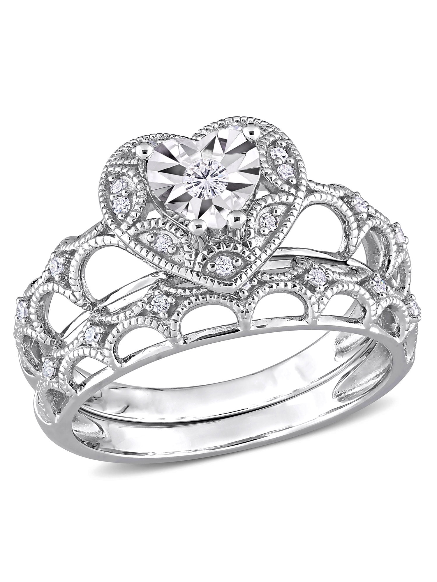 Everly Women's Diamond Sterling Silver Bridal Set - Walmart.com