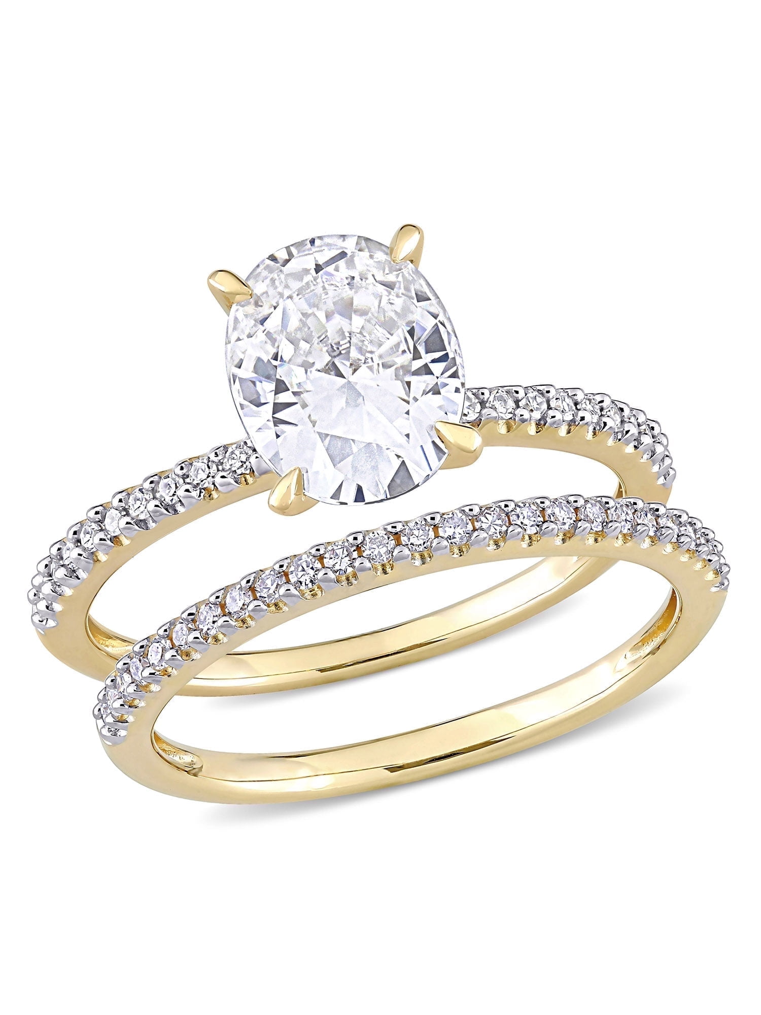 Everly Women's Moissanite Created Diamond 14k Yellow Gold Bridal Set ...