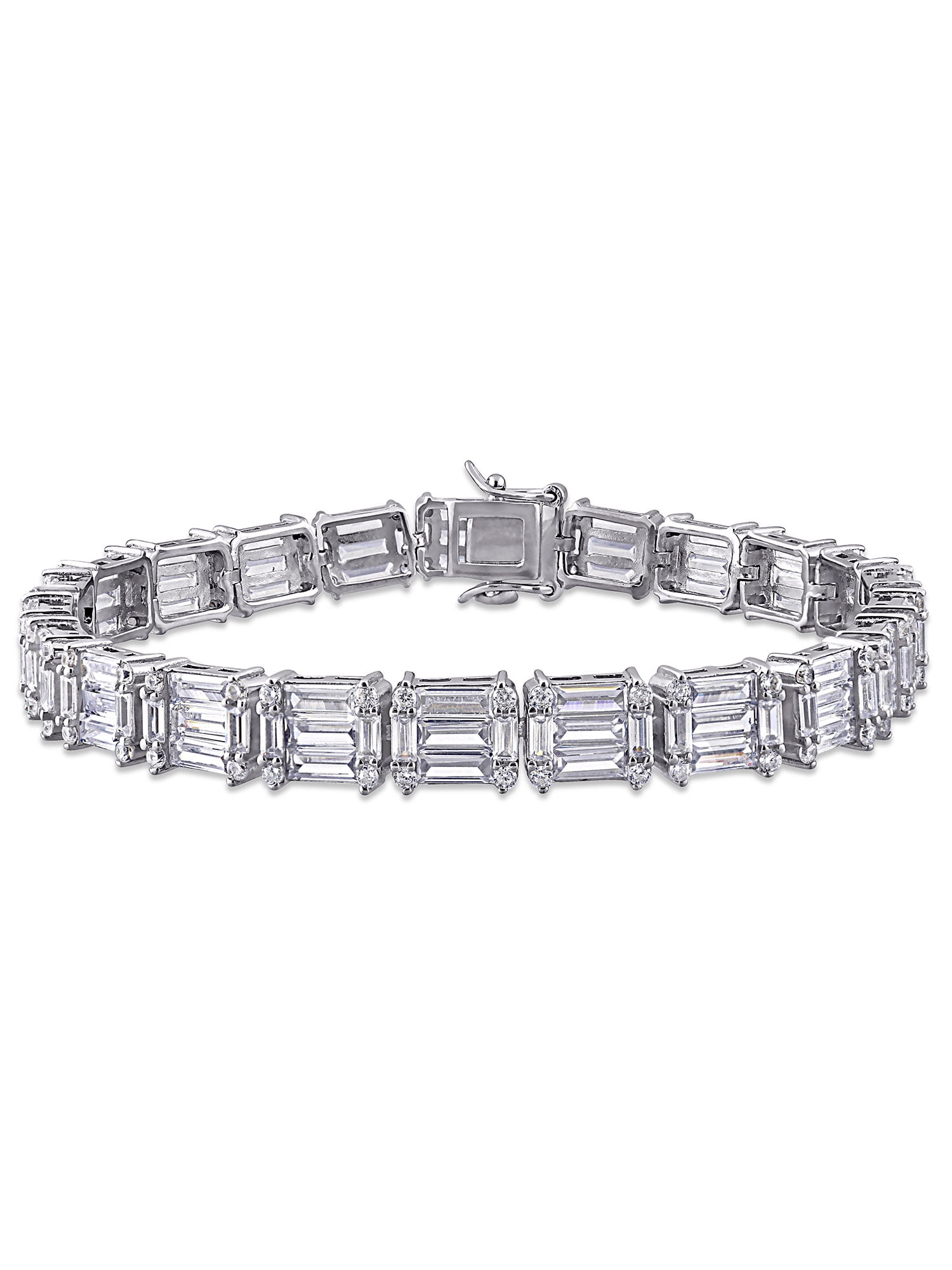 Everly Women's Cubic Zirconia Sterling Silver Tennis Bracelet - Walmart.com