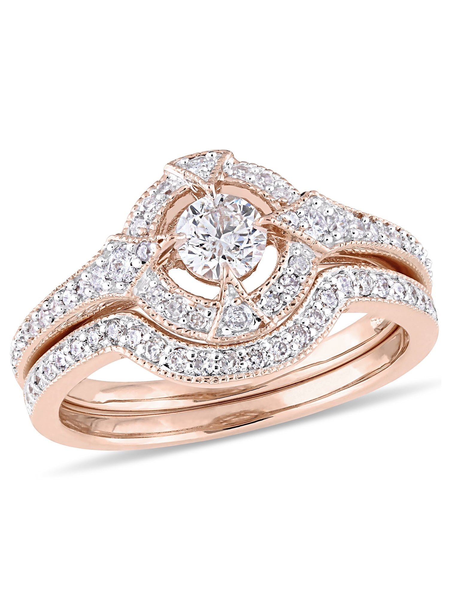 Everly Women's Diamond 10k Rose Gold Bridal Set - Walmart.com