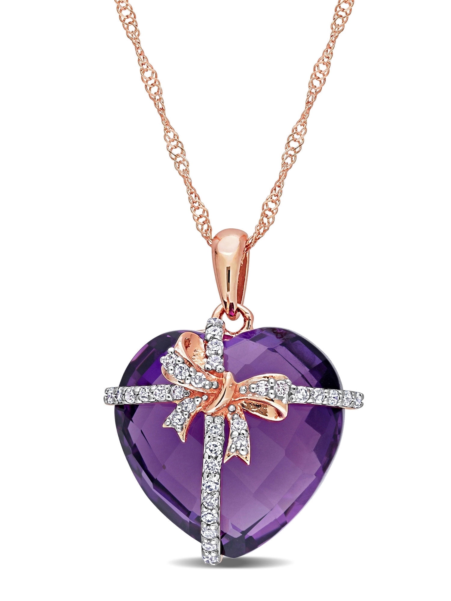 Everly Women's 12CT TGW Amethyst and .12CT TW Diamond 10k Rose Gold ...