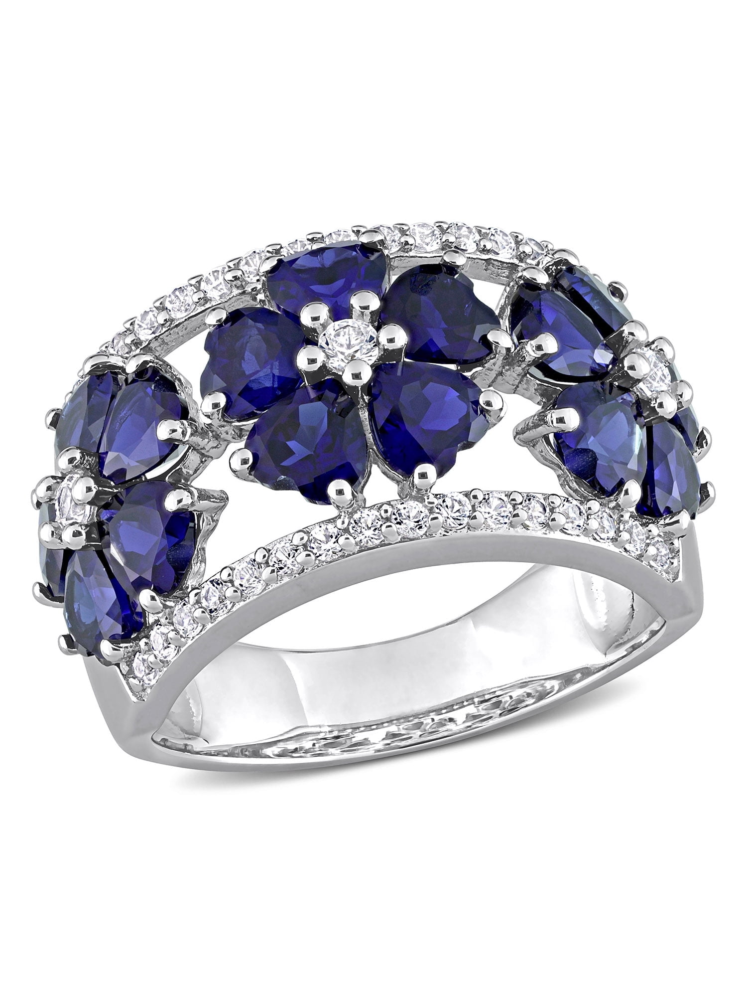 Everly Women's Created Sapphire Sterling Silver Ring - Walmart.com