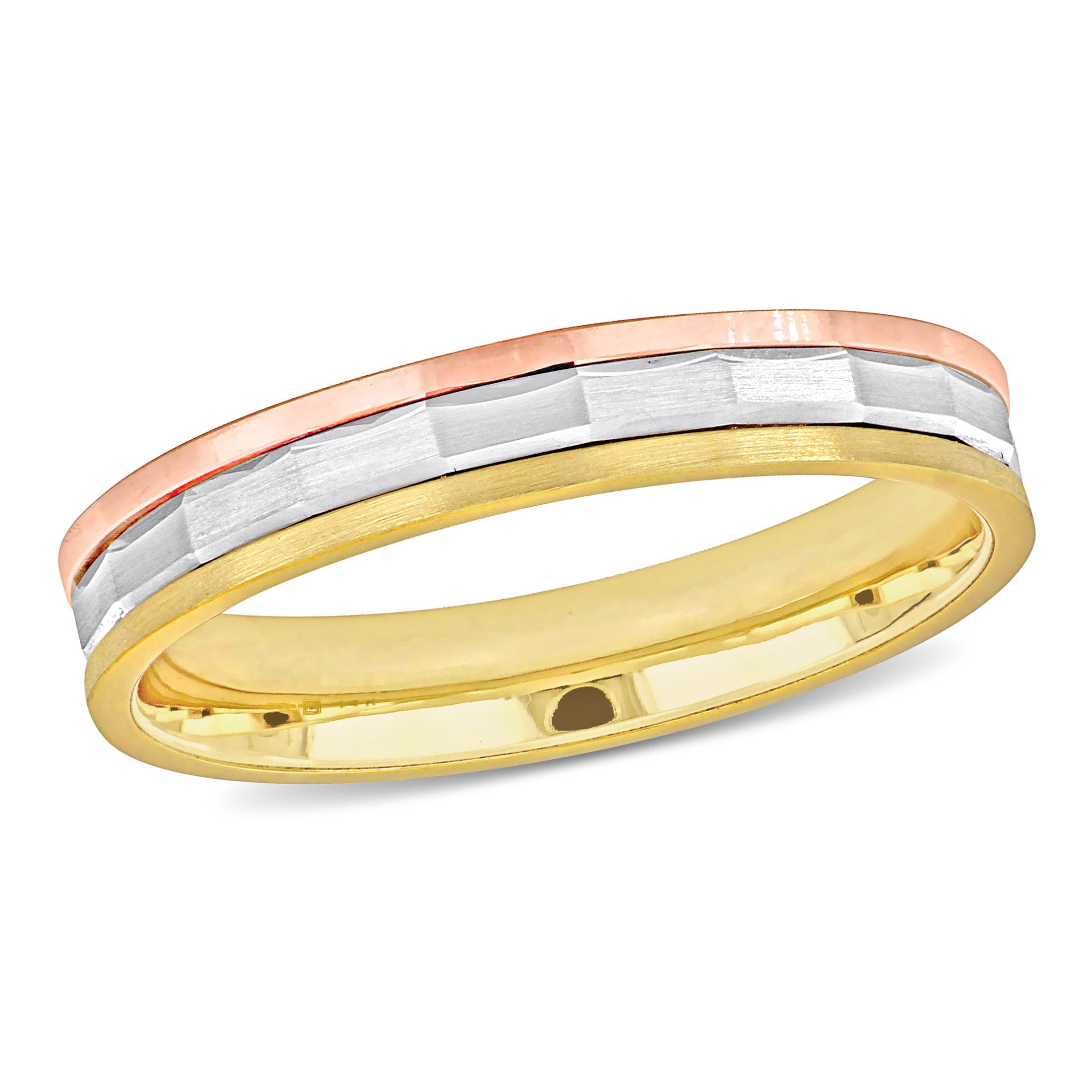 Everly Men's 14kt 3-Tone Gold Triple Row Wedding Band - Walmart.com