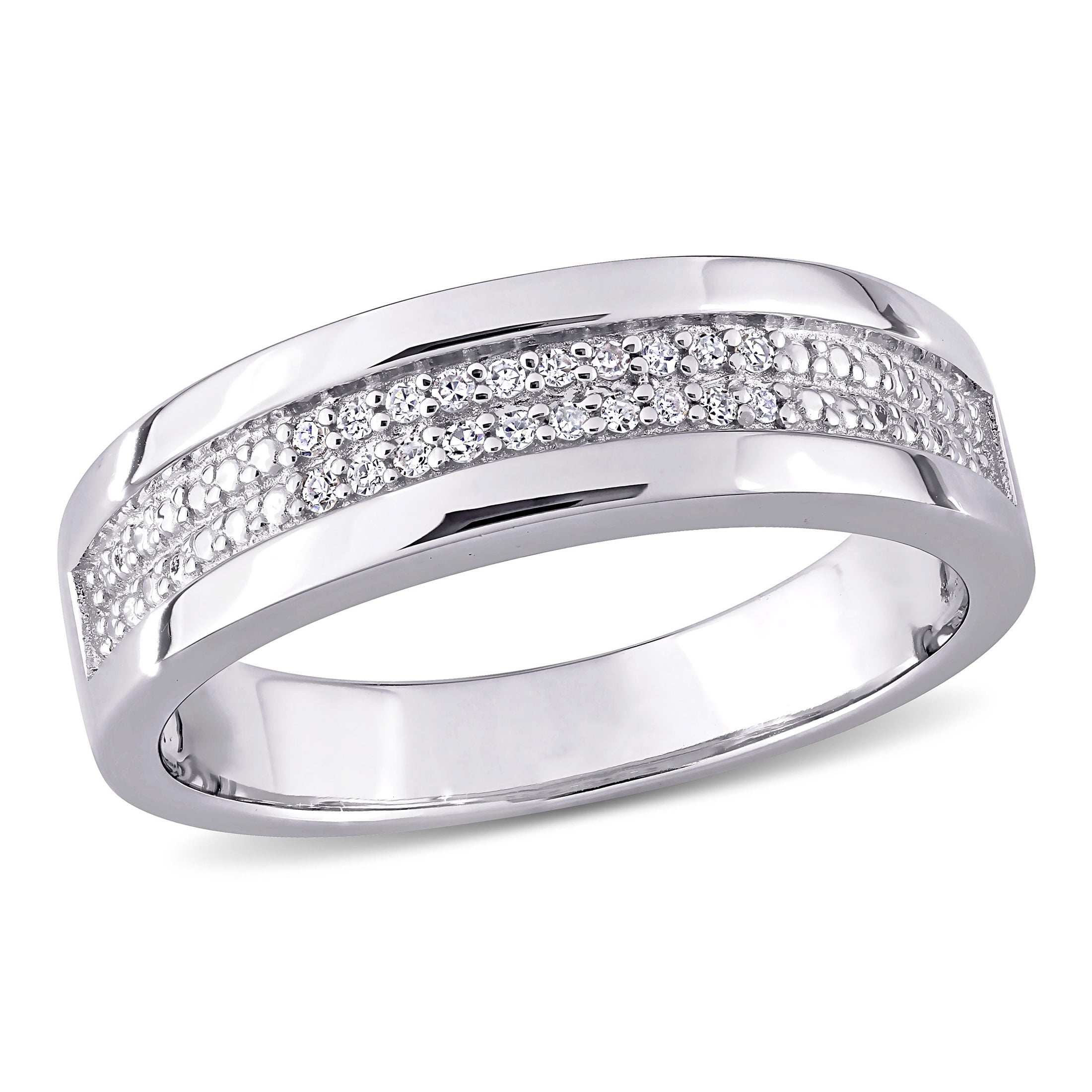 Everly Men's Round-Cut 1/2 CT T.W. Diamond Studded Sterling Everly Men's Round-Cut 1/2 CT T.W. Diamond Studded Sterling