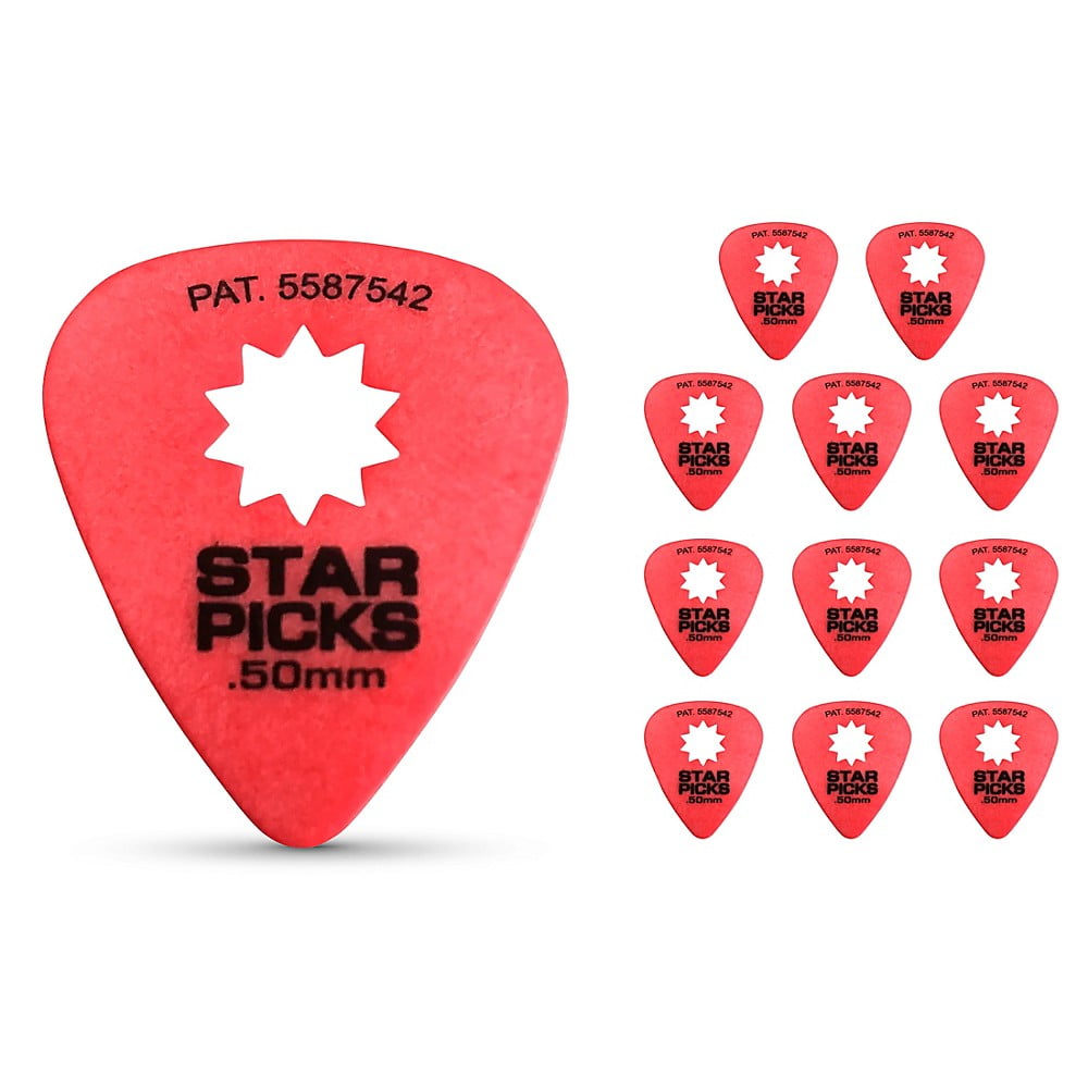 Everly Star Guitar Picks 12 Pack .50mm Super Grip Red - Walmart.com