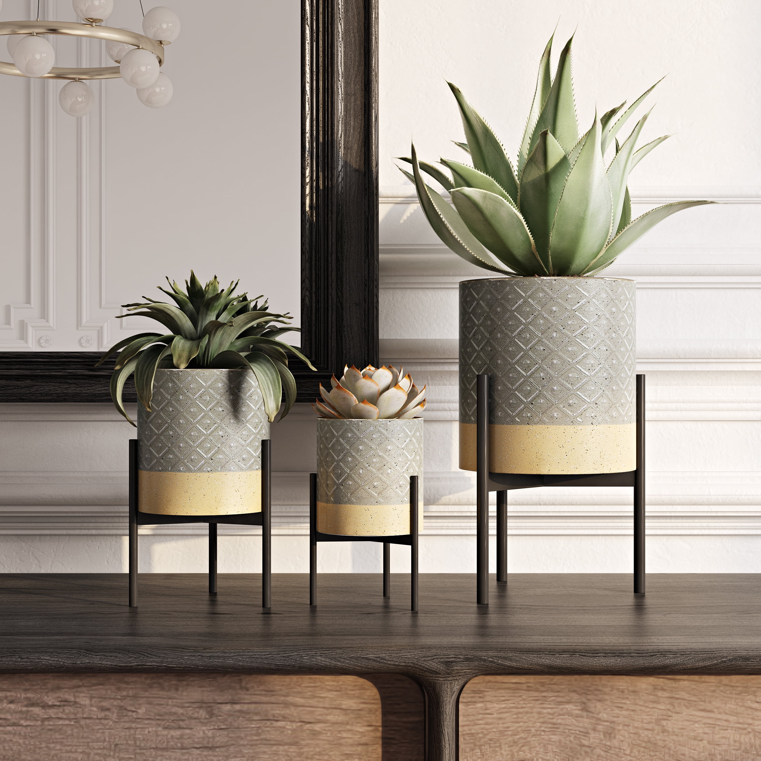 Everly Table Top Metal Planters (Set of 3) - Walmart.com