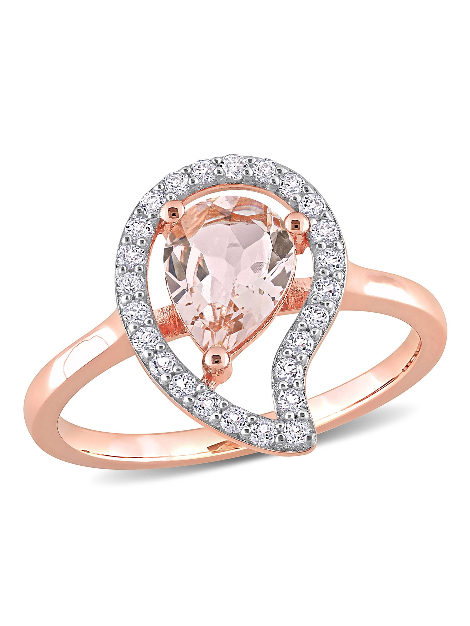 Everly Women's 1-1/7 Carat T.G.W. Morganite and White Topaz Rose ...