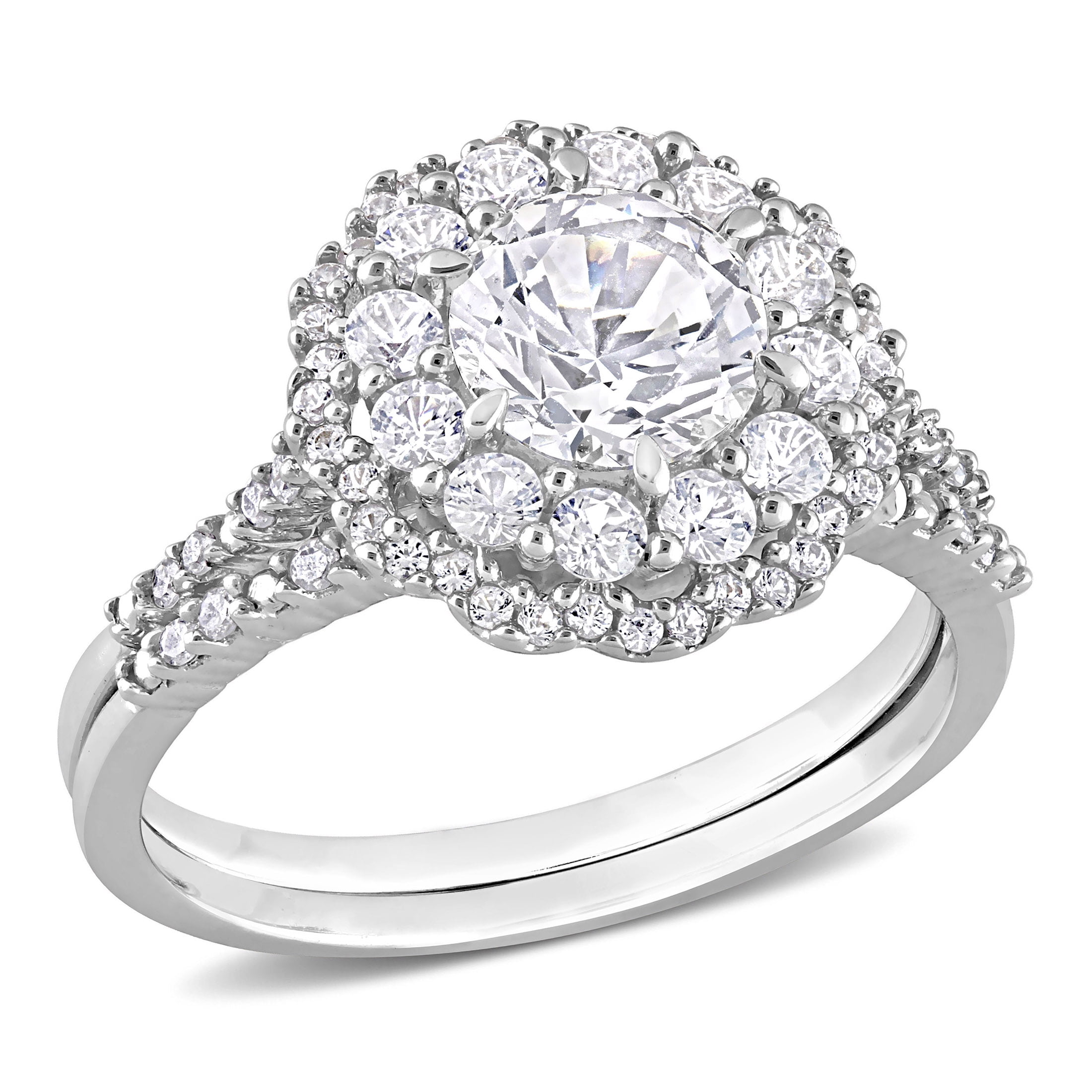 Everly Women's Created Sapphire 10k White Gold Bridal Set - Walmart.com