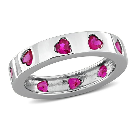 Everly Women's 1 3/4ct TGW Created Ruby Sterling Silver Heart Eternity Ring - Walmart.com