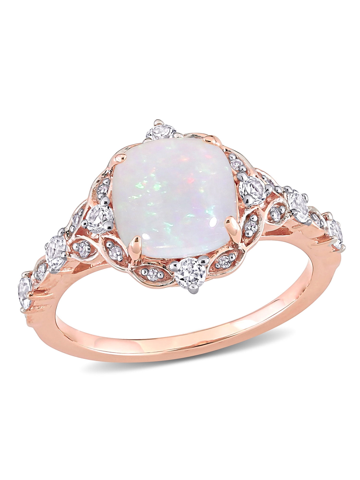Everly Women's Opal and Sapphire Diamond 10k Rose Gold Ring - Walmart.com