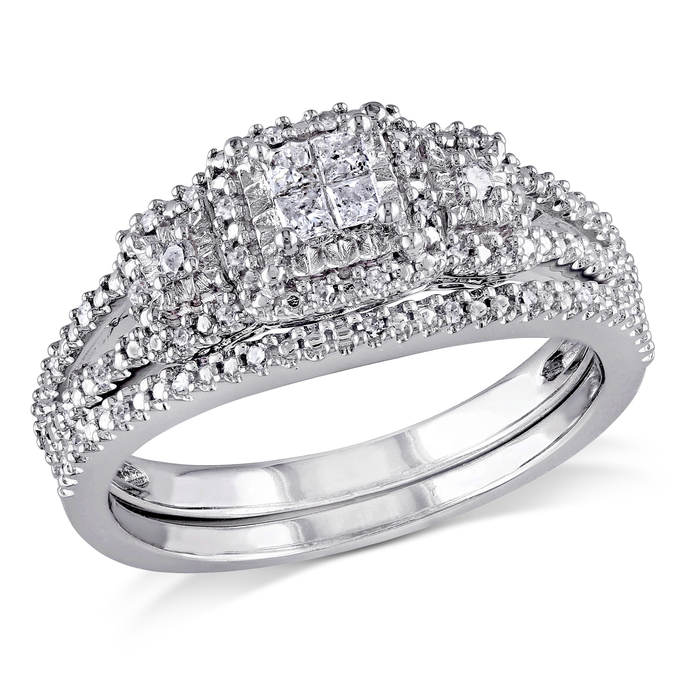 Everly Women's Diamond Sterling Silver Bridal Set - Walmart.com