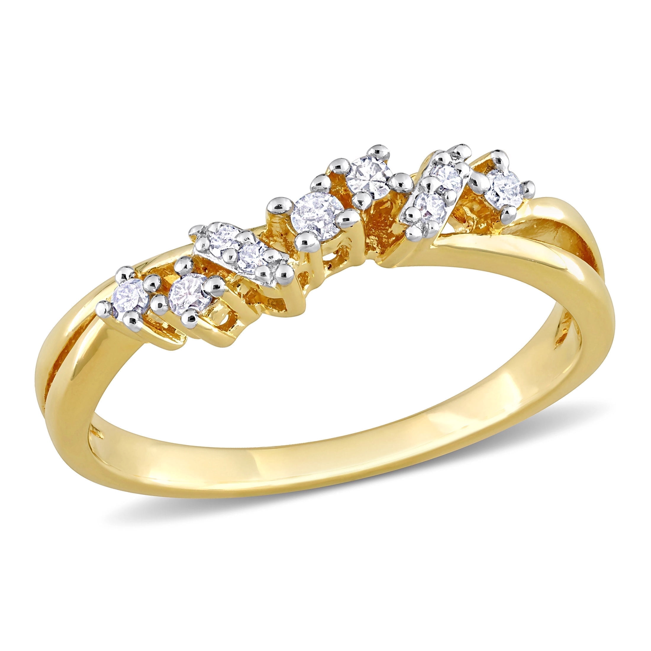 Everly Women's Diamond Yellow Gold Plated Ring - Walmart.com