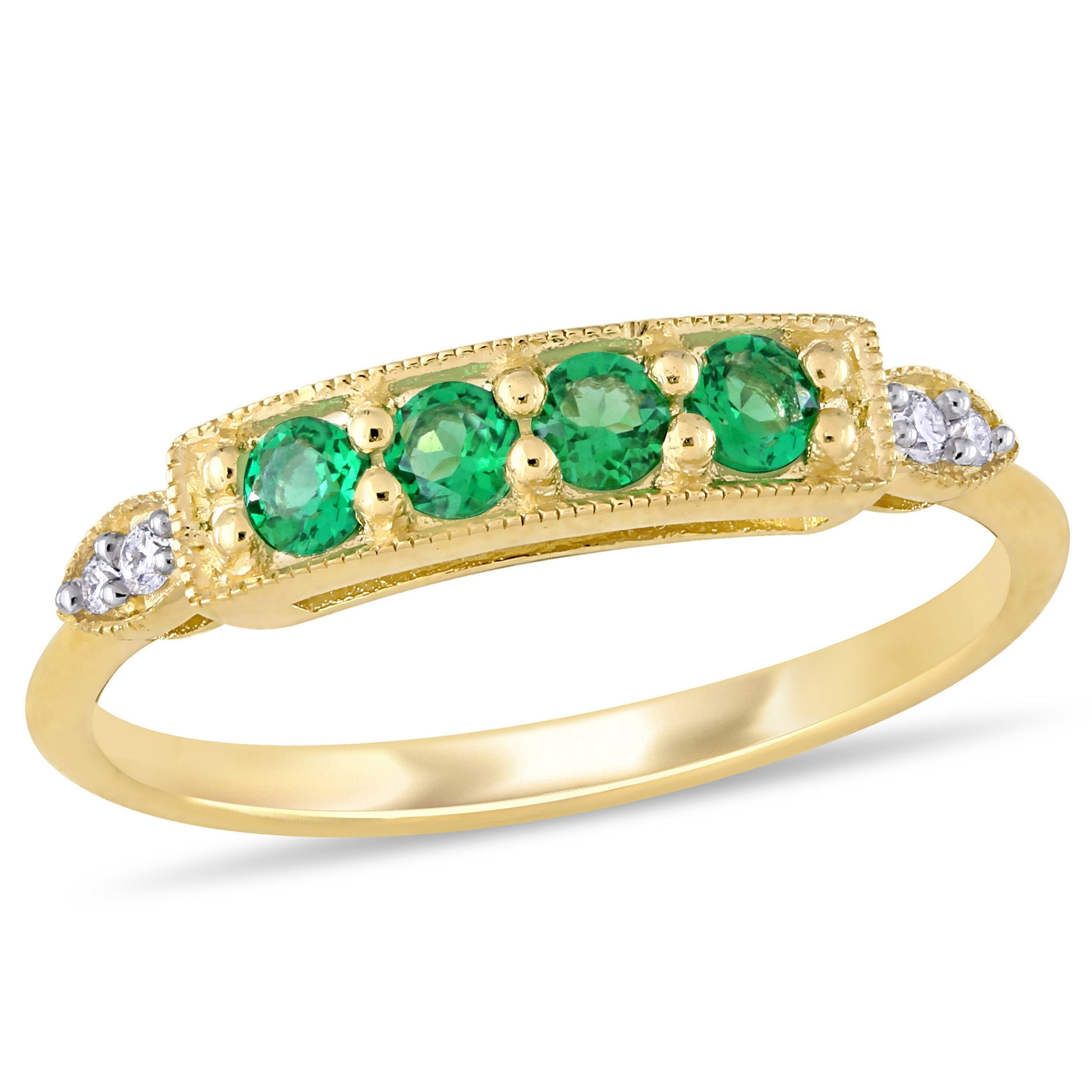 Everly Women's Created Emerald 10k Yellow Gold Ring - Walmart.com