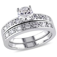Majestic MicroPave CZ Sterling Silver 3-Stone 2-Piece Vintage Bridal ...