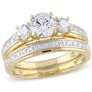 1.02 Carat T.G.W. Cubic Zirconia Two-Tone Wedding Ring Set - Walmart.com