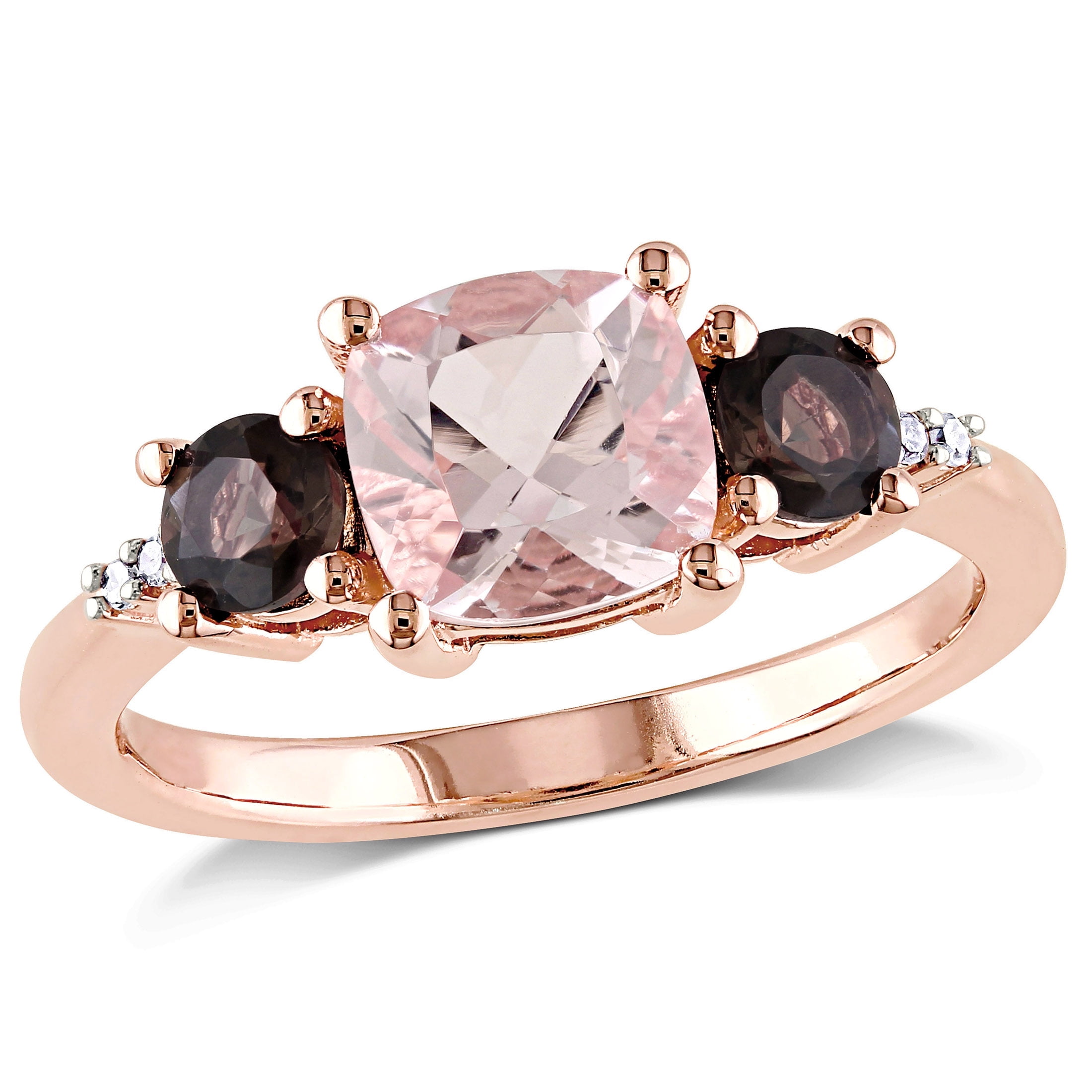 Everly Women's Morganite and Quartz Rose Gold Plated Ring - Walmart.com