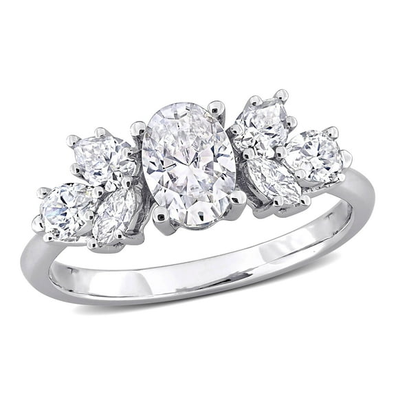 Everly Women's Created Sapphire 10K White Gold Engagement Ring ...