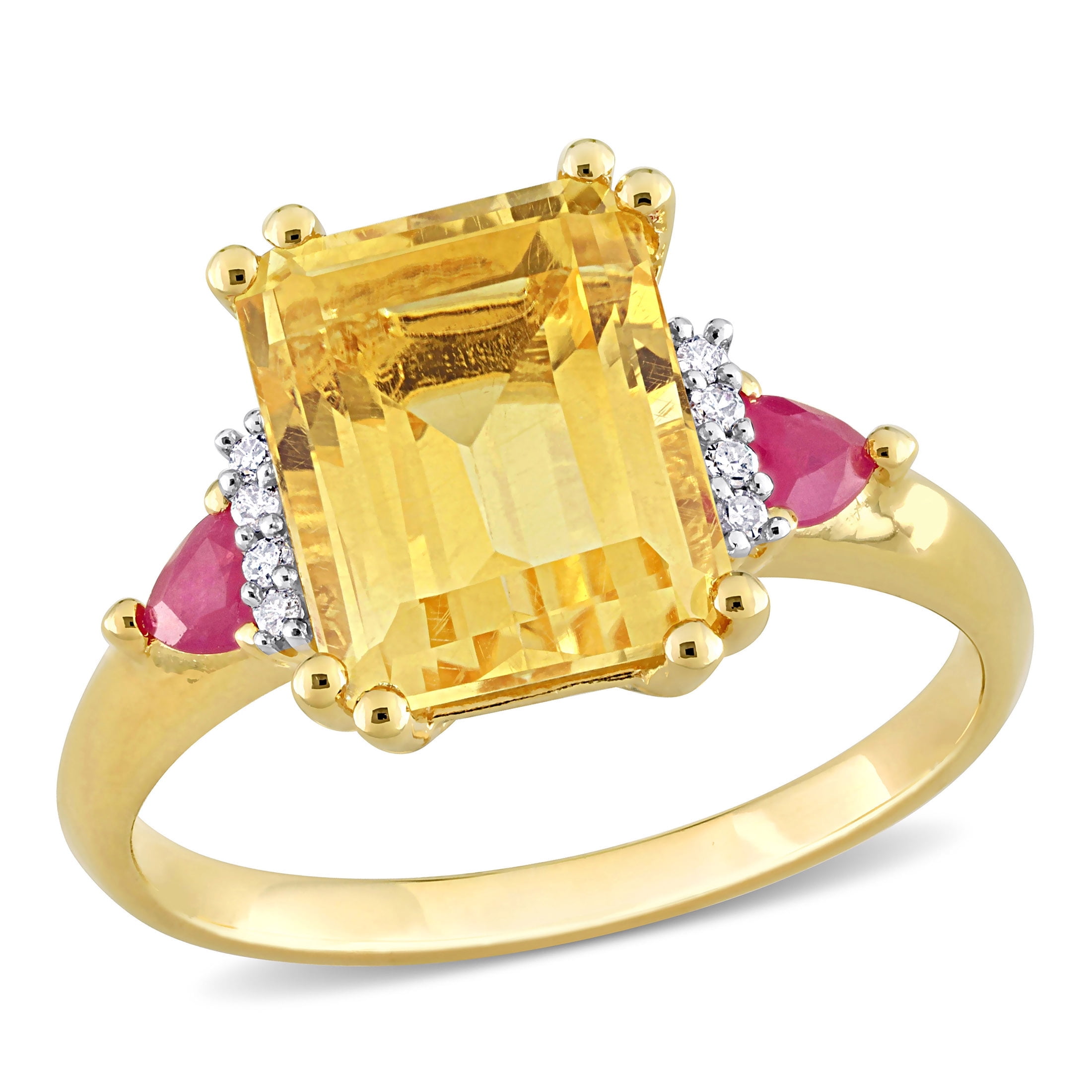 Everly Women's Citrine and Ruby 18k Yellow Gold Plated Ring - Walmart.com