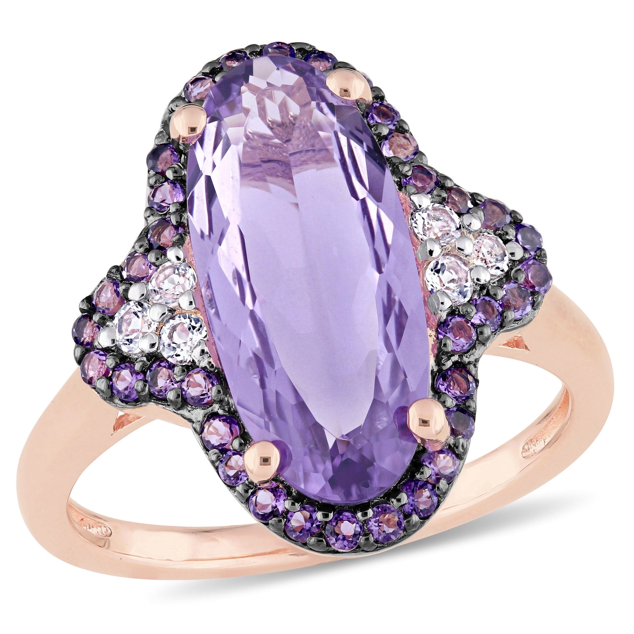 Everly Women's Amethyst and Topaz Rose Gold Plated Ring - Walmart.com
