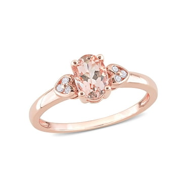 1/2 Carat (Ctw) Morganite Heart Promise Ring with Diamonds in Rose ...
