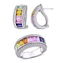 Everly Women's Created Ruby Sterling Silver Earrings - Walmart.com