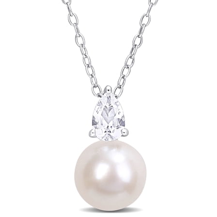 Everly Women's Cultured Pearl Sterling Silver Necklace - Walmart.com