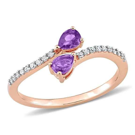 Everly Women's Created Sapphire 10k Rose Gold Ring - Walmart.com