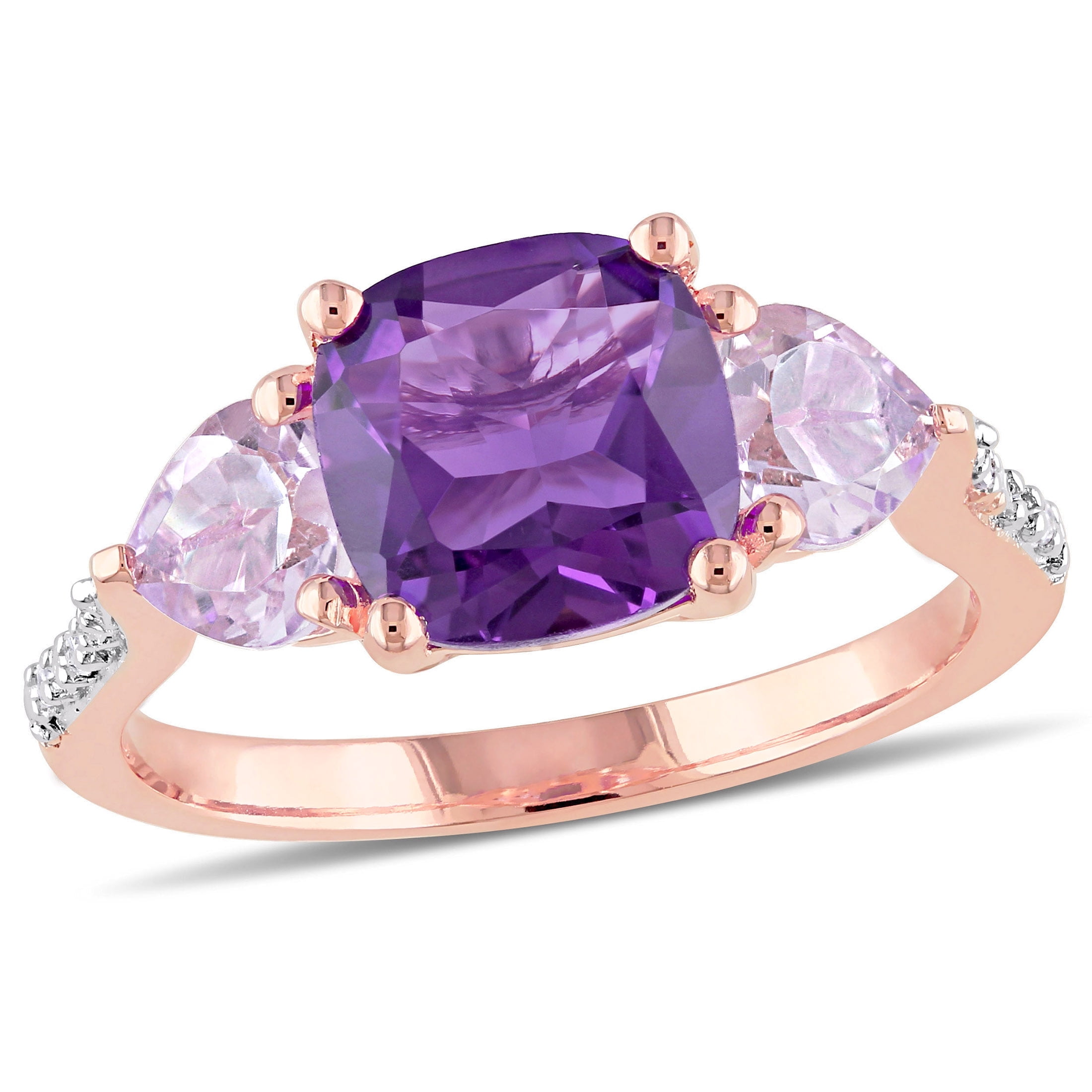 Everly Women's Amethyst Rose Gold Plated Ring - Walmart.com
