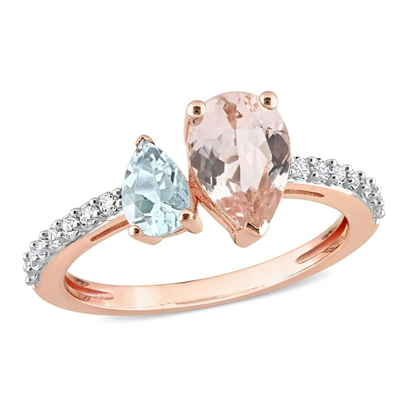 Everly Women's Created Sapphire and Created Opal 10k Rose Gold Ring ...
