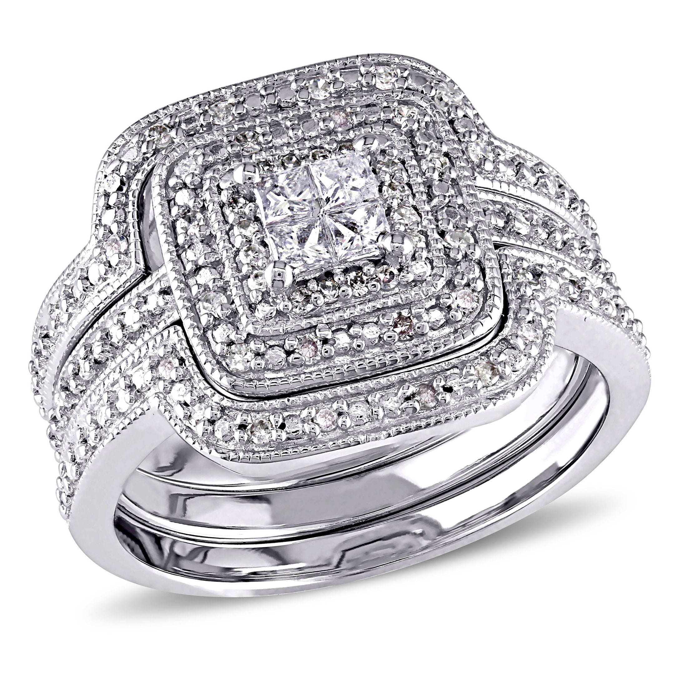 Everly Women's Diamond Sterling Silver Bridal Set - Walmart.com