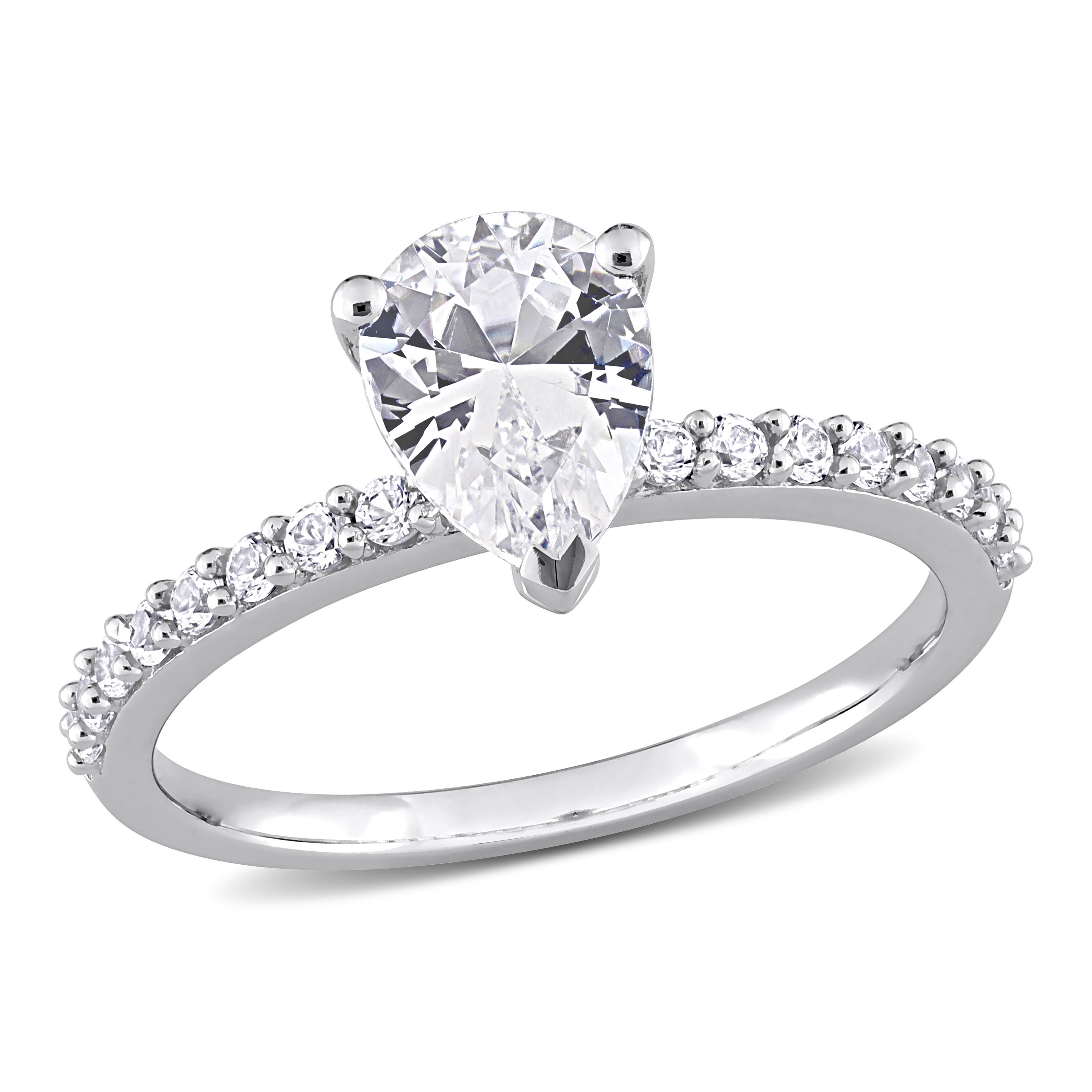 Everly Women's Created White Sapphire Engagement Ring in 10K White Gold - Walmart.com