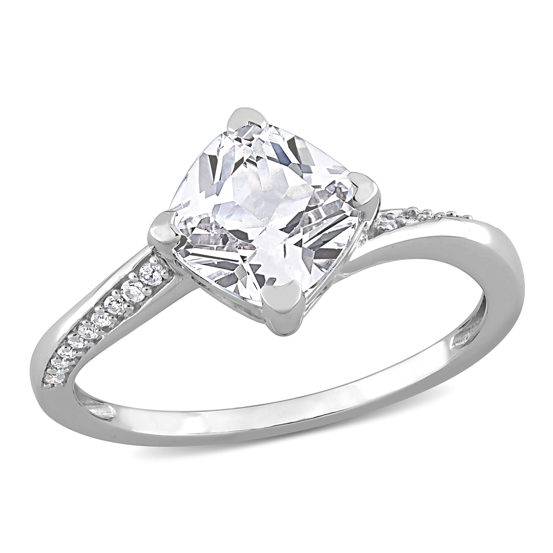 Everly Women's Created Sapphire 10k White Gold Ring - Walmart.com