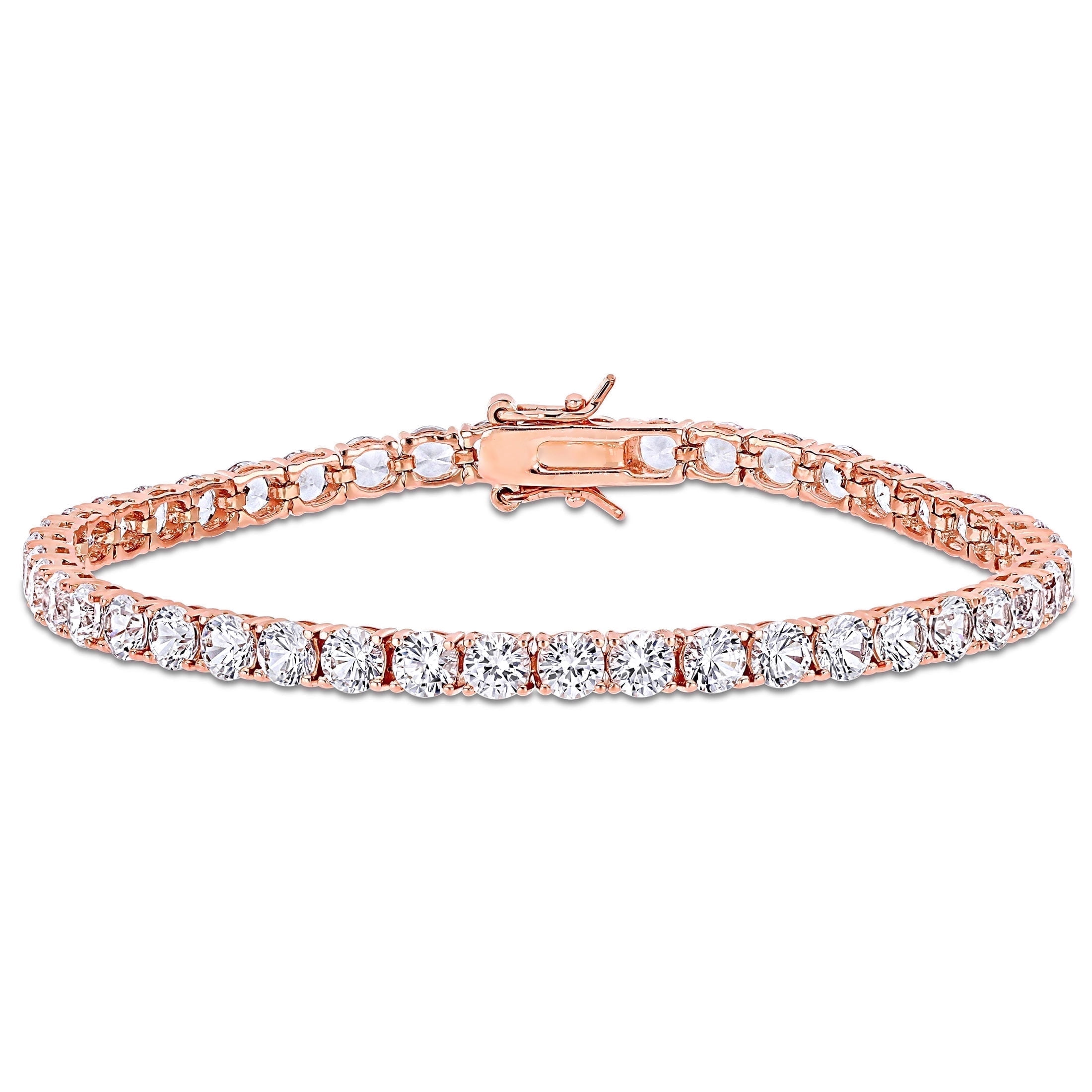 Everly Women's Created Sapphire Rose Gold Plated Tennis Bracelet ...