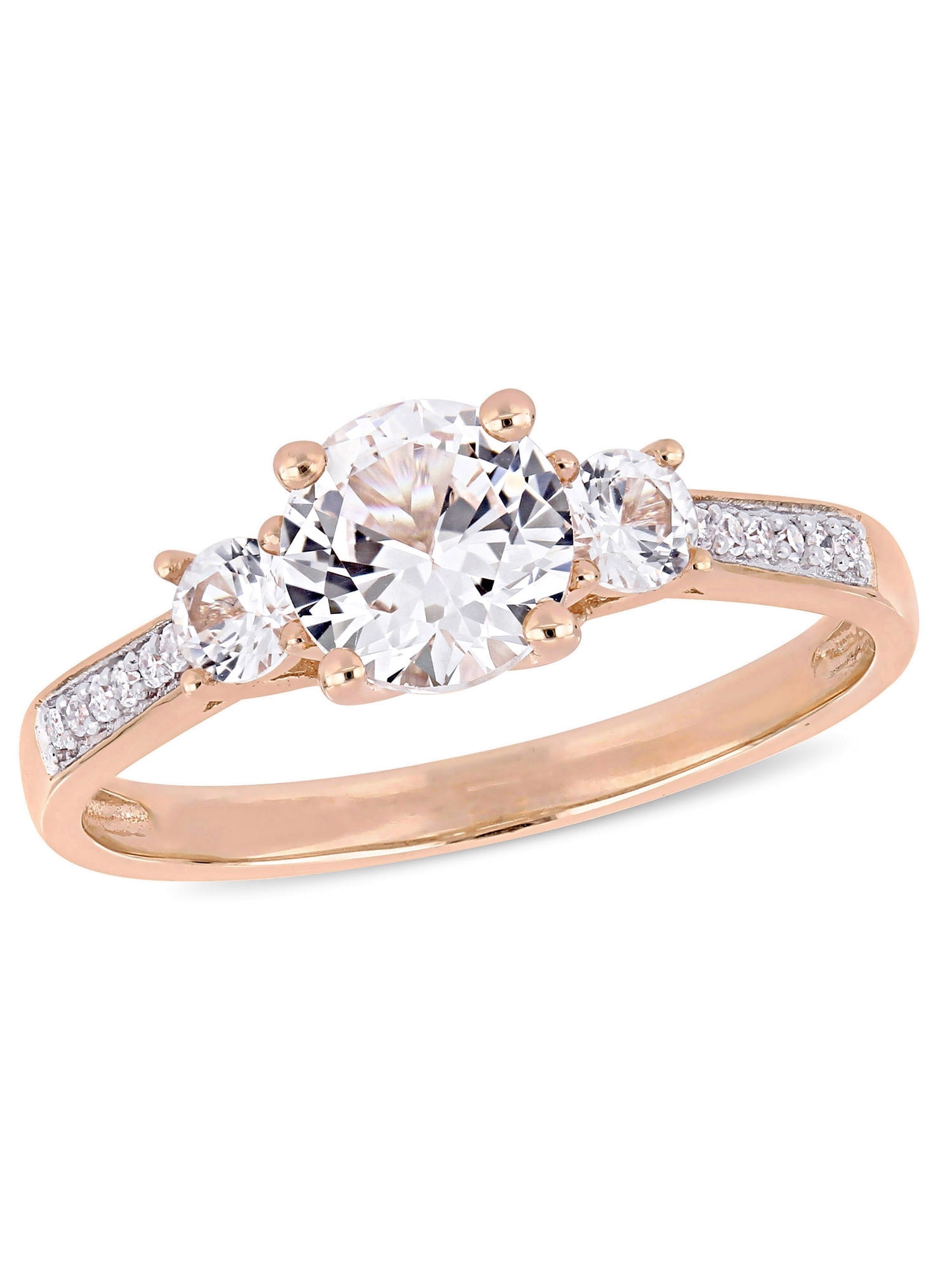 Everly Women's Created Sapphire and Diamond 10k Rose Gold Ring ...