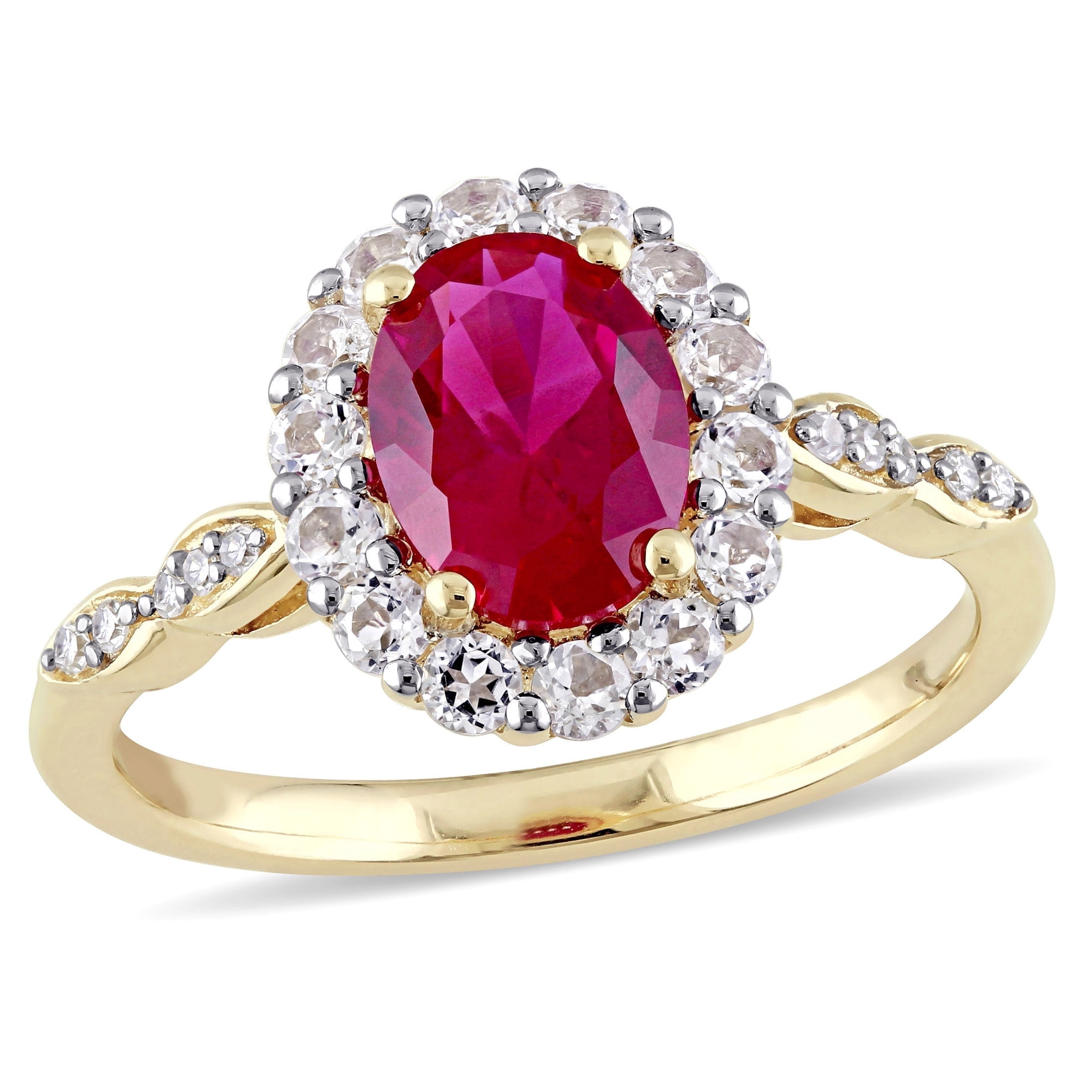 Everly Women's Created Topaz and Created Ruby 14k Yellow Gold Ring ...
