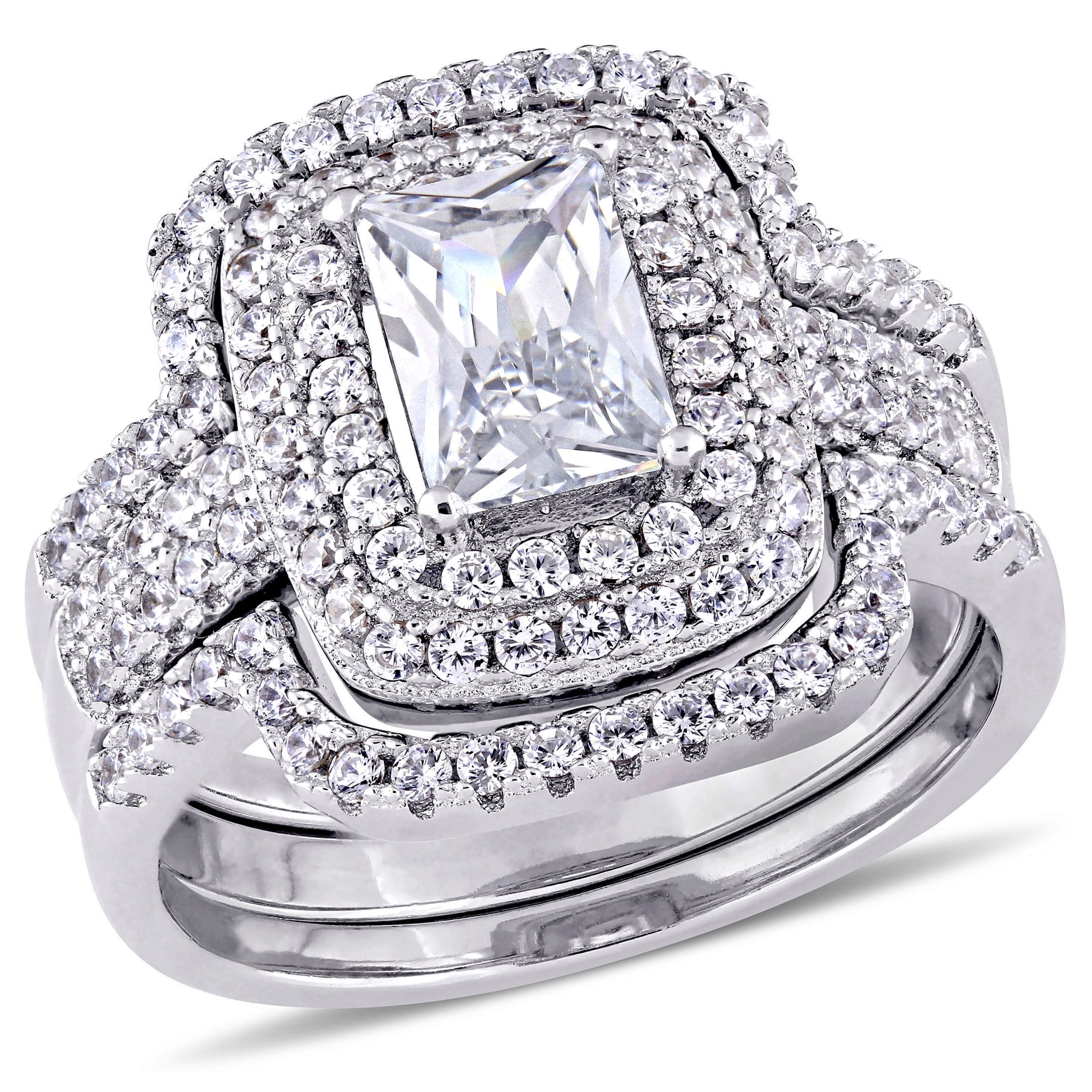 Everly Women's Cubic Zirconia and Emerald Sterling Silver Bridal Set ...