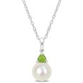 Everly Women's Cultured Freshwater Pearl and Peridot Sterling Silver ...
