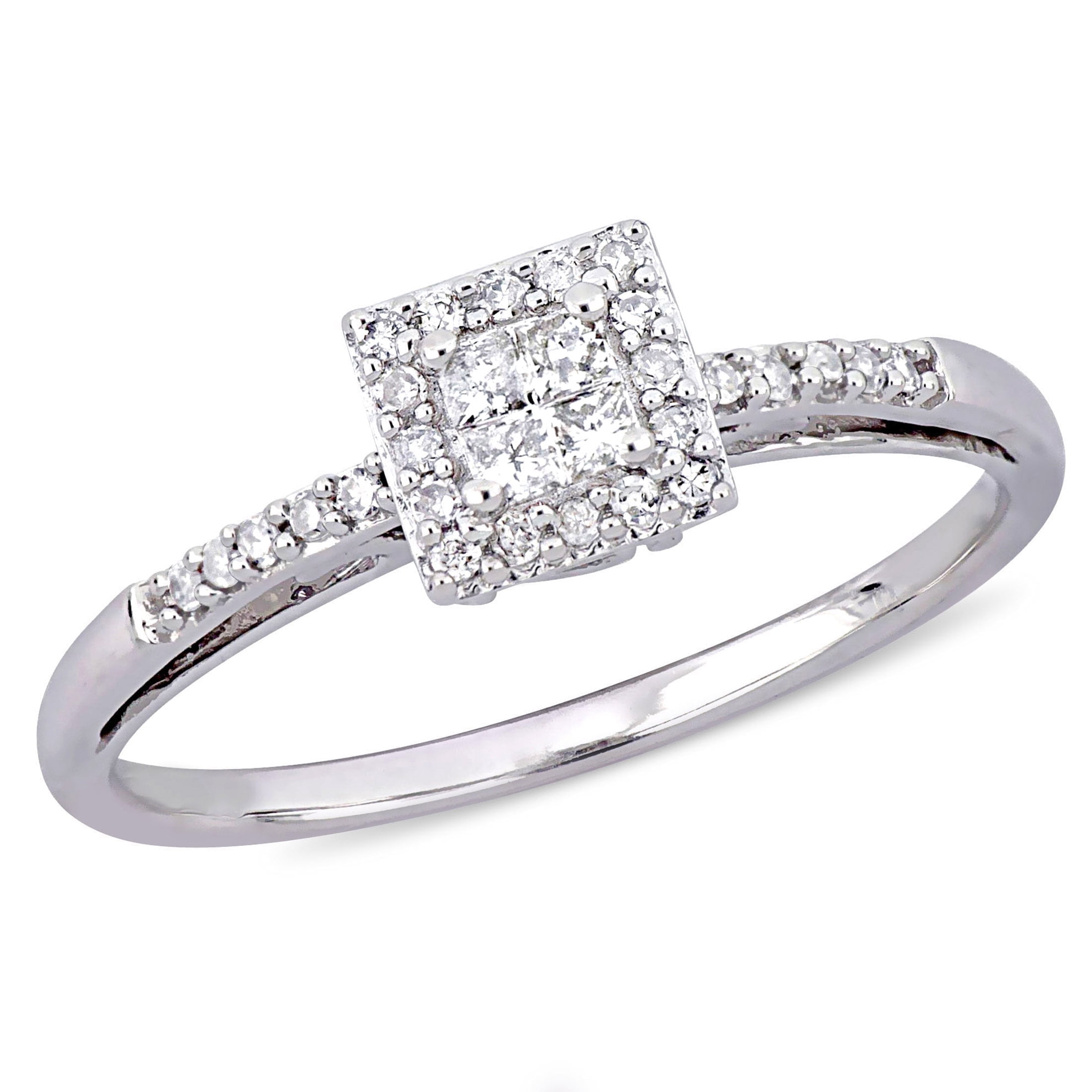 Everly Women's Diamond 10K White Gold Engagement Ring - Walmart.com